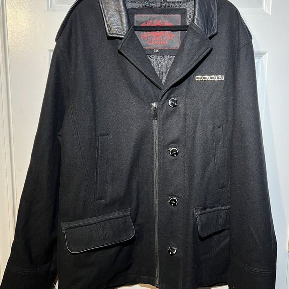 COOGI | Jackets & Coats | Vintage Coogi Wool Jacket With Leather Collar ...